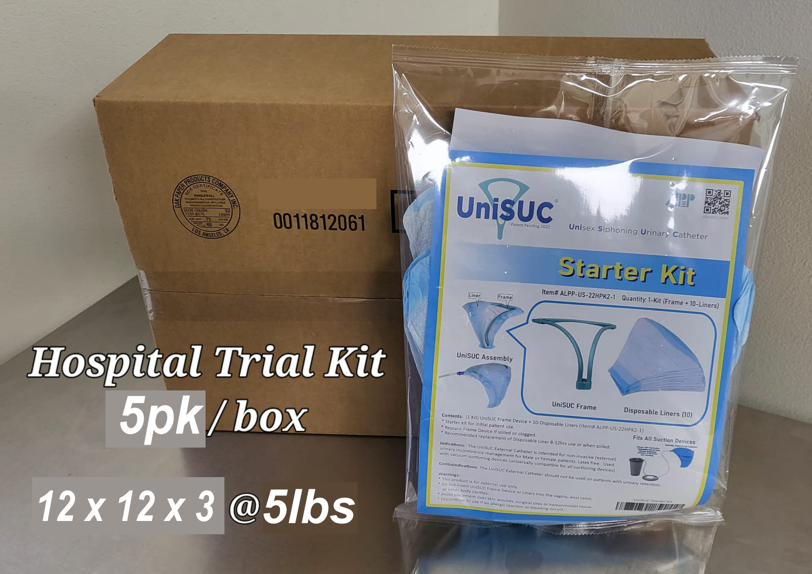 Hospital Trial Kits - 5pack Box - External Unisex Urinary Catheter Incontinence Management, UniSUC